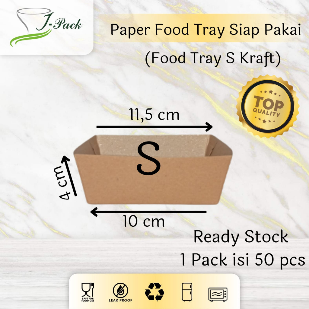 Jual Paper Food Tray Kraft / Wadah Makan Kertas Size S - Perpack isi ...
