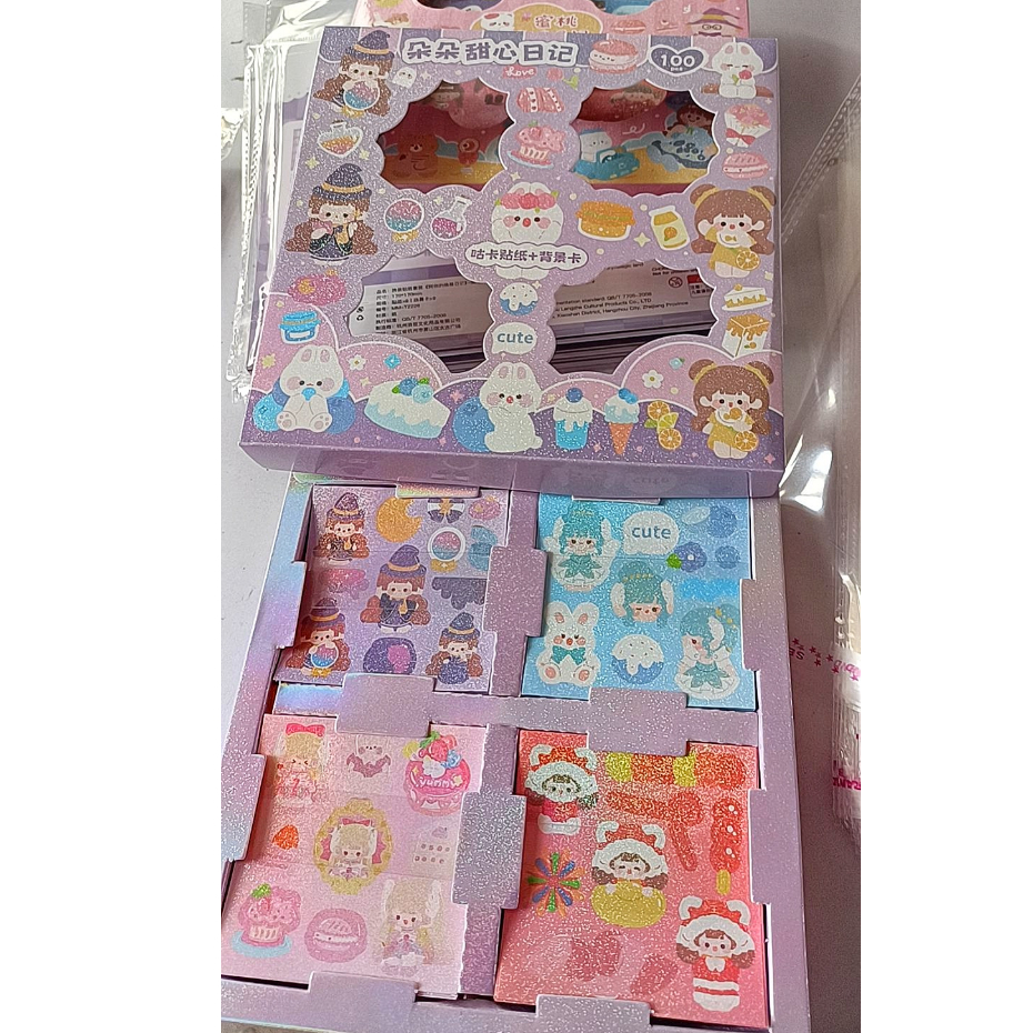 Jual 1 B0X [ ISI 100PCS ] Sticker Momo Lucu Aesthetic Korea Glitter ...