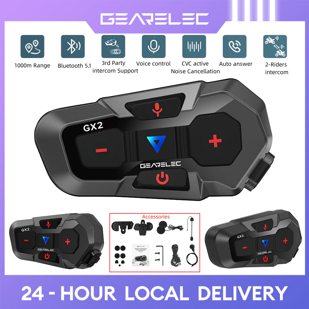 Jual GEARELEC GX2 Sepeda Motor Helm Bluetooth 5.1 Intercom 2 Orang ...