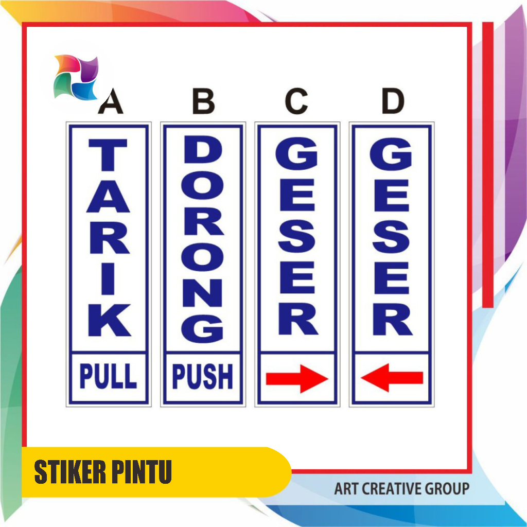Jual stiker geser Pintu/ sticker pintu Geser / Dorong/ Tarik sepasang ...