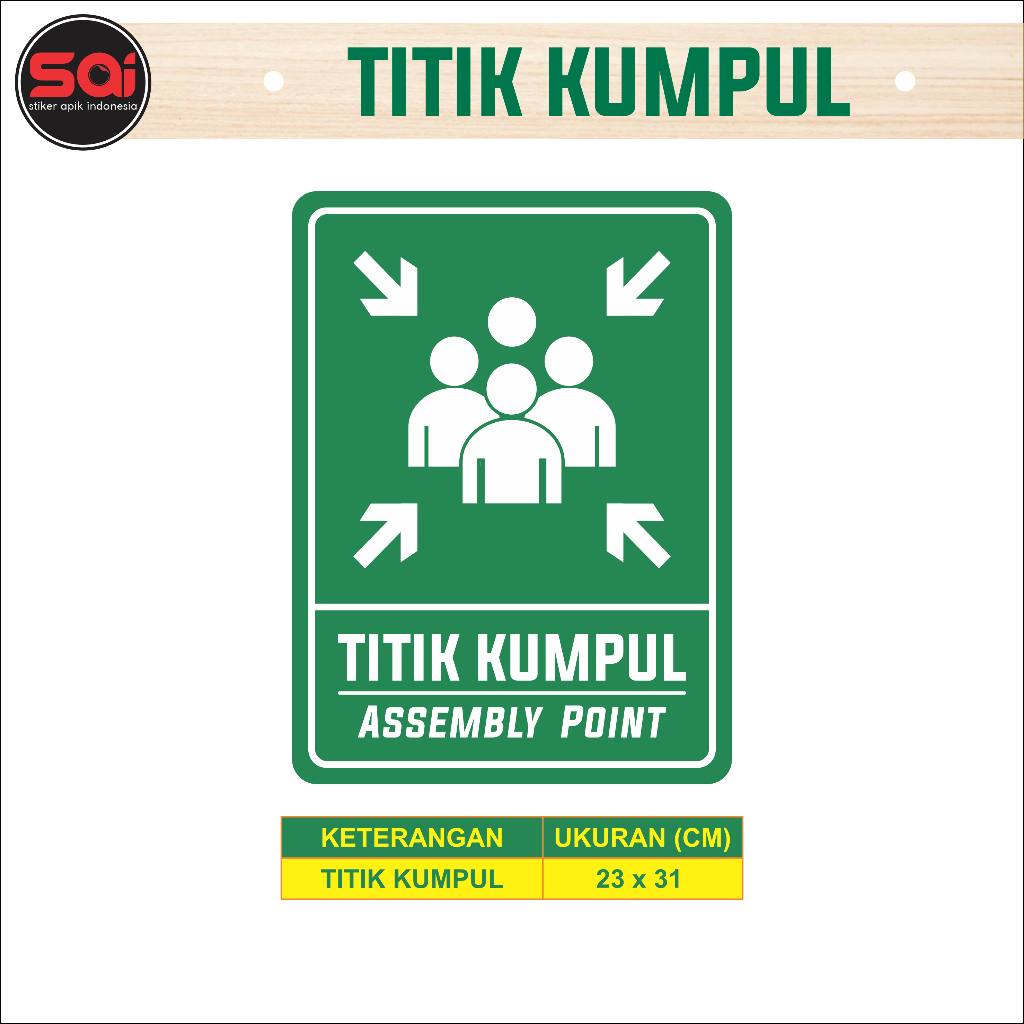 Jual Stiker Vinyl Titik Kumpul Assembly Point Laminasi Glossy Shopee
