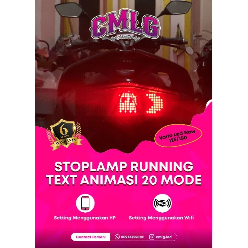 Jual stoplamp running animasi vario led new 125/150 (Bisa ganti text ...