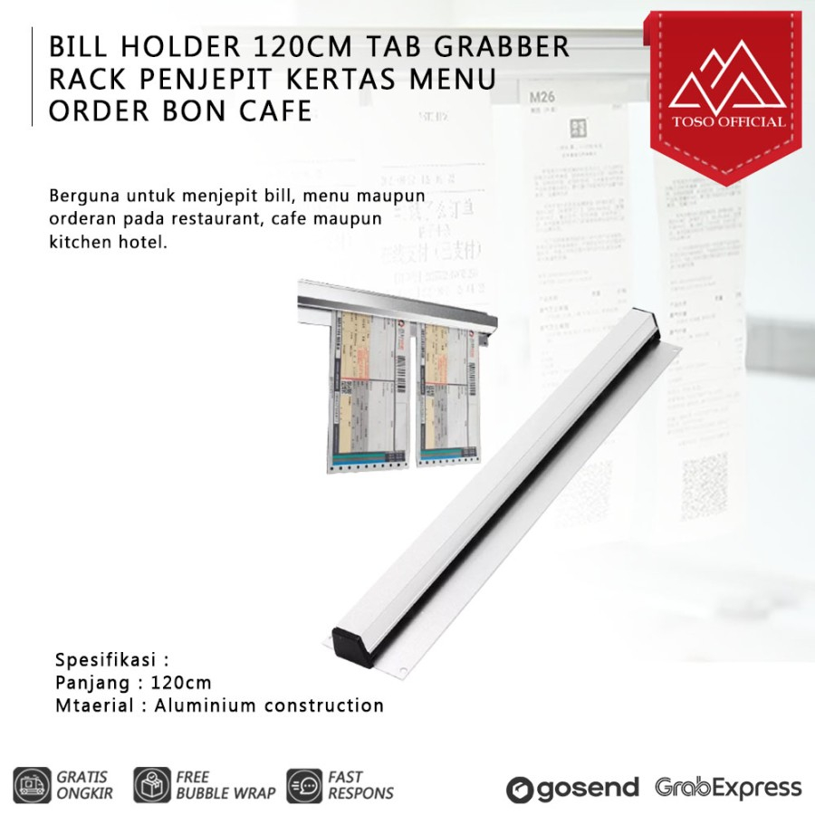 Jual Bill Holder 120cm Tab Grabber Rack Penjepit Kertas Menu Order Bon ...