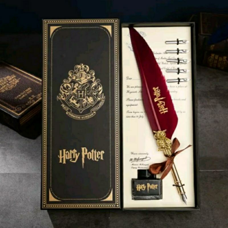 Jual Calligraphy Harry Potter dark academia Pulpen Bulu Set Feather ...