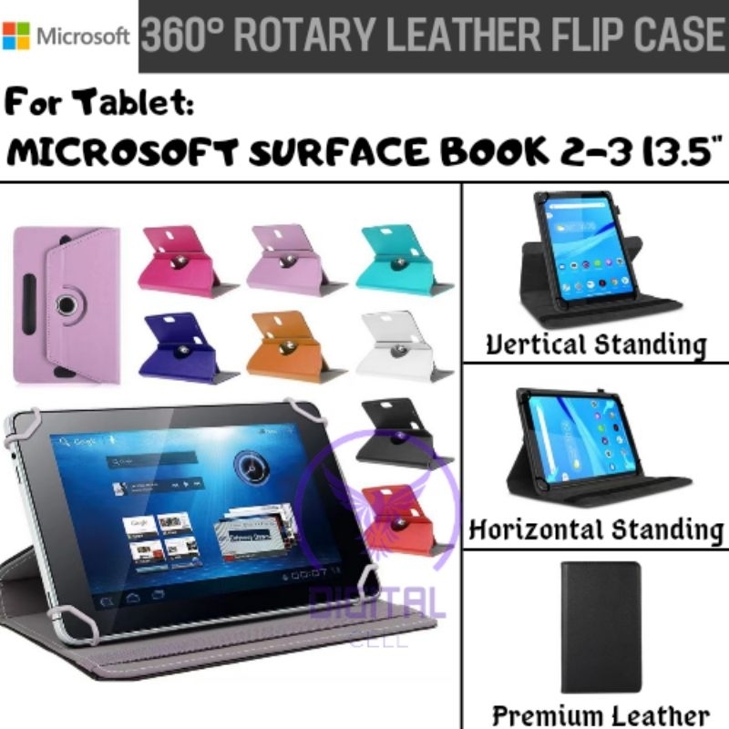 Jual MICROSOFT SURFACE BOOK 2 3 13.5 INCH ROTARY CASE LEATHER FLIP CASE ...
