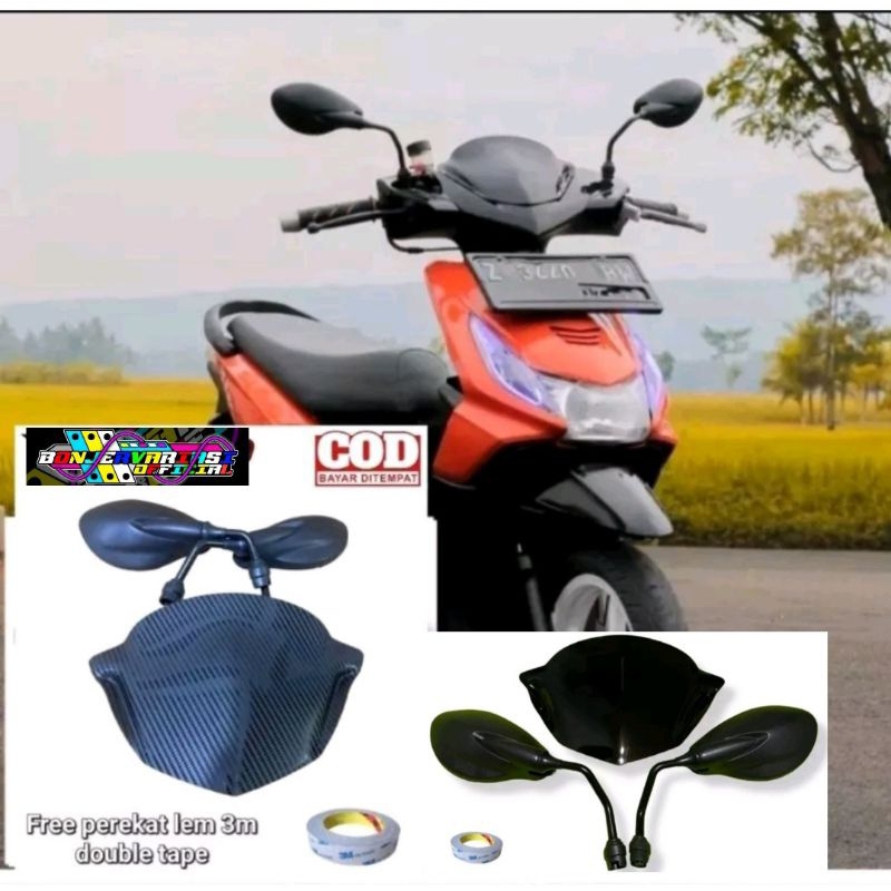 Jual Paket kaca spion yamaha x1 plus visor honda beat karbu pnp beat ...