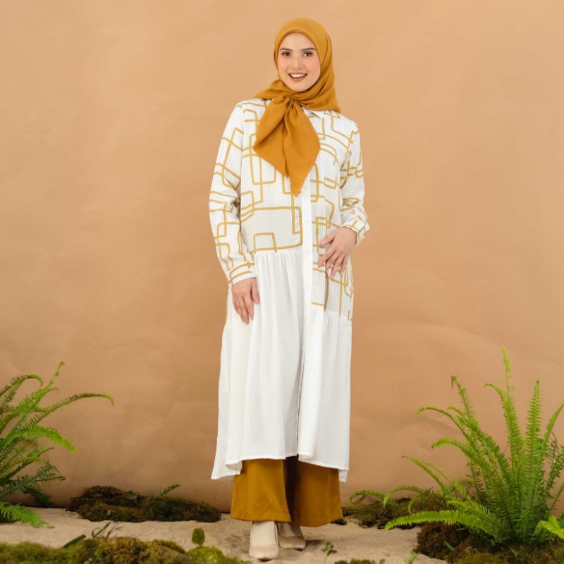 Jual Gamis Deenay Harumi Midi Dress Mustard | Shopee Indonesia