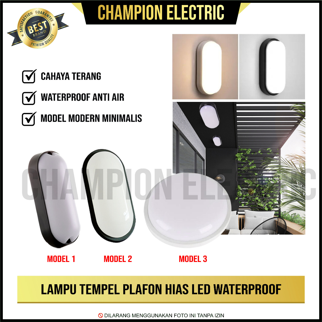 Jual Lampu Plafon LED Waterproof 10W 20W - Tempel Atap Dinding Tembok ...