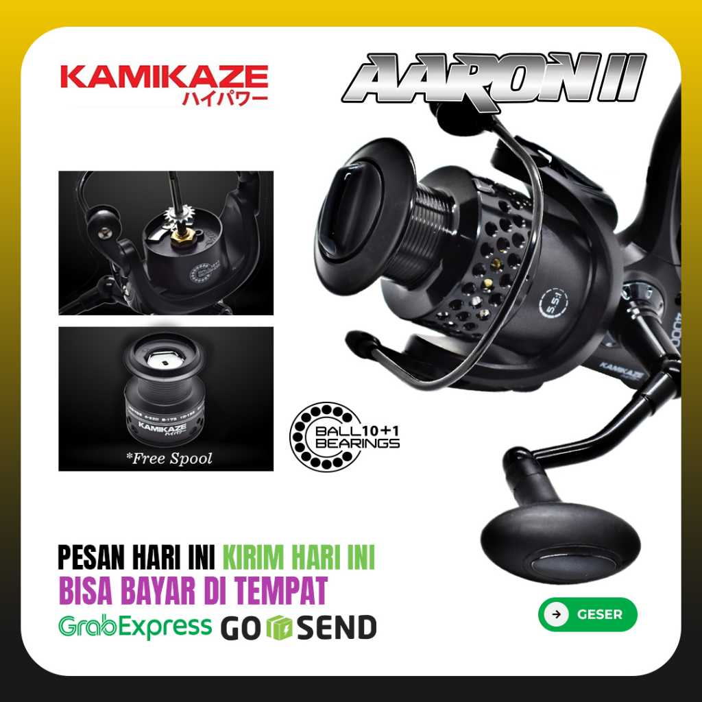 Jual REEL PANCING KAMIKAZE AARON II SPINNING 1000 2000 3000 4000 POWER ...