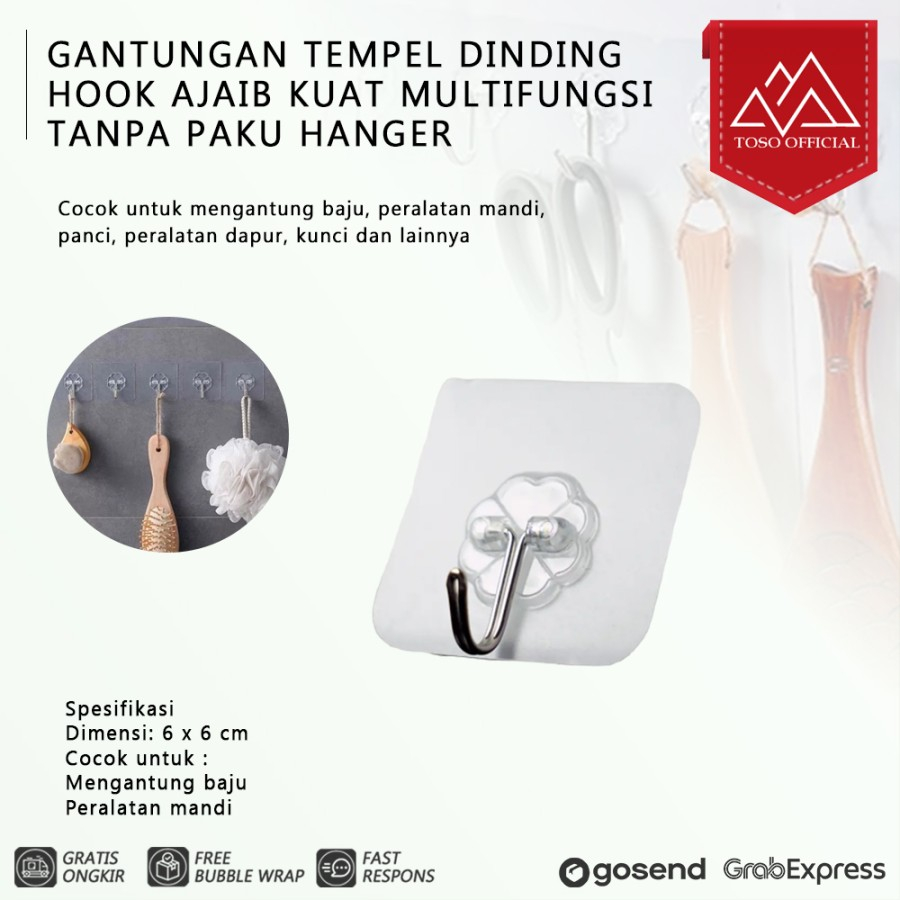 Jual Gantungan Tempel Dinding Hook Ajaib Kuat Multifungsi Tanpa Paku ...