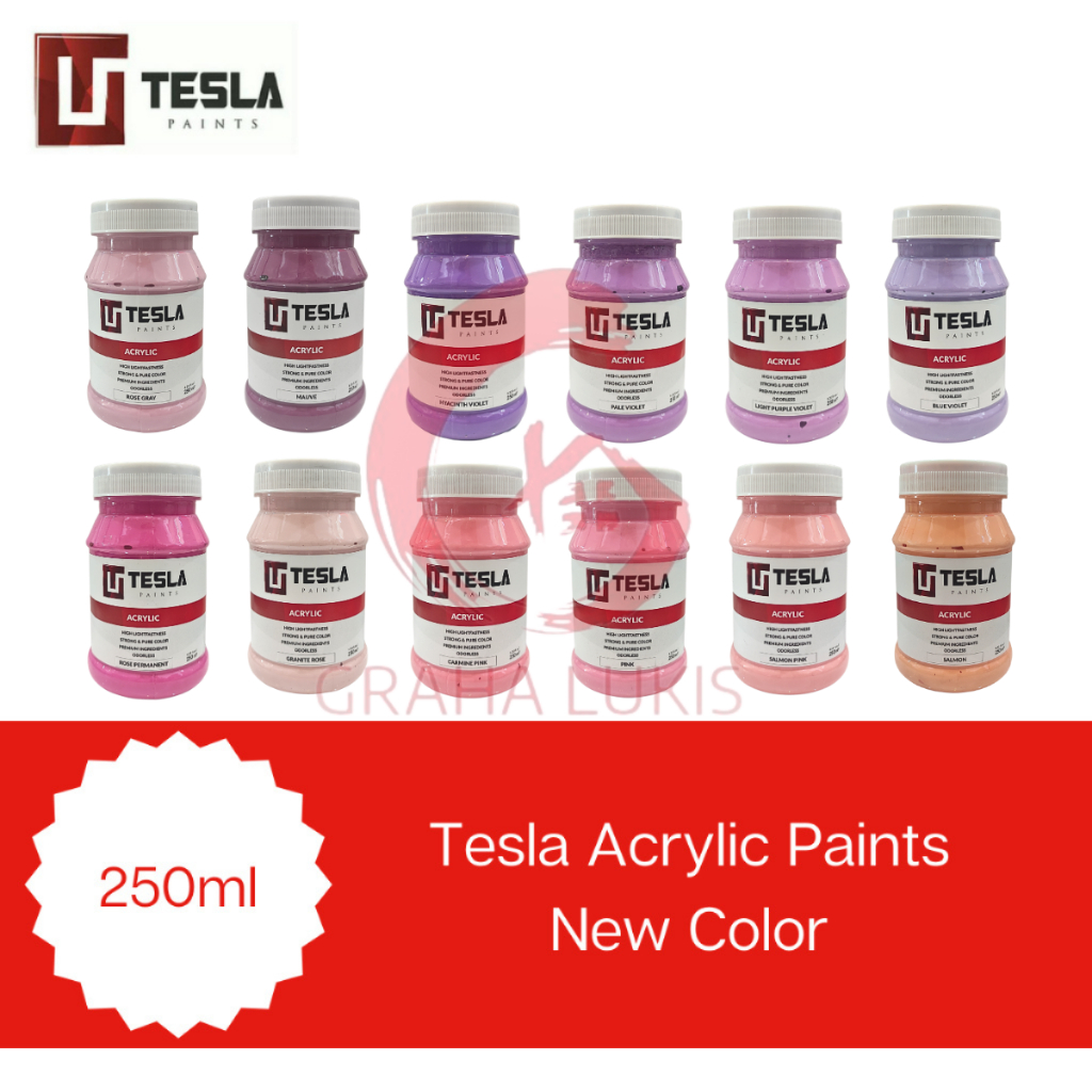 Jual Tesla Paints Acrylic 250ml - NEW COLOR PASTEL | Shopee Indonesia