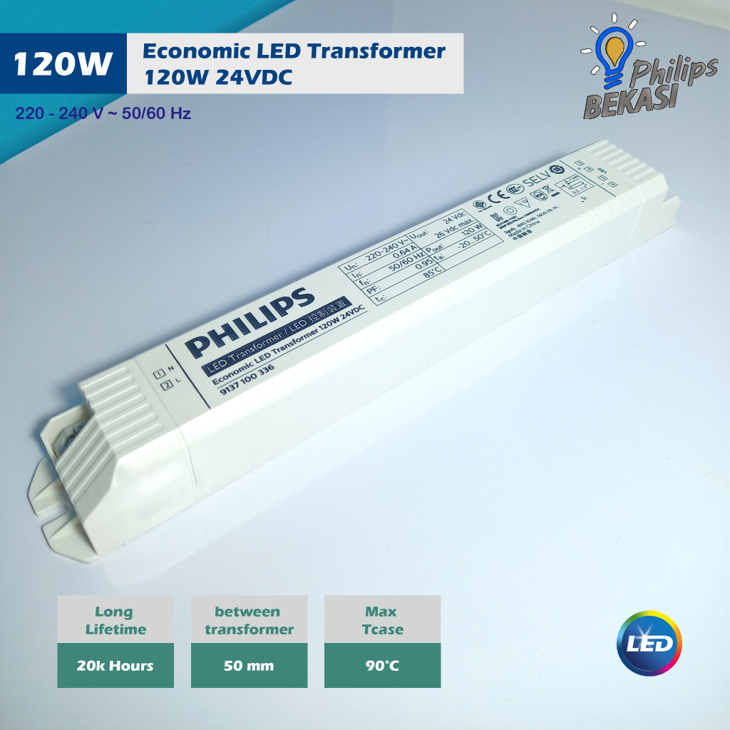 Jual Ballast Ledstrip Philips Economic LED Transformer 120W 24VDC ...