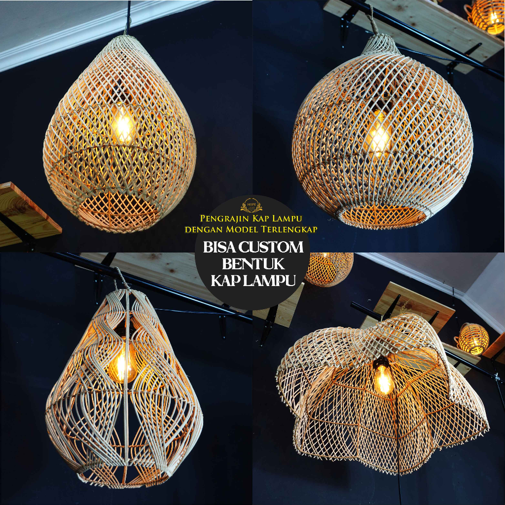 Jual TERLENGKAP Kap Lampu Rotan Gantung Hiasan Cafe,Rumah, Hotel Dll ...