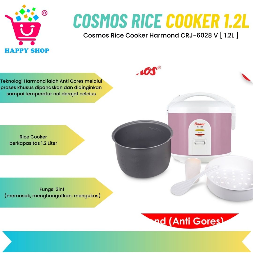 Jual Cosmos Rice Cooker Harmond CRJ-6028 V [ 1.2L ] | Shopee Indonesia