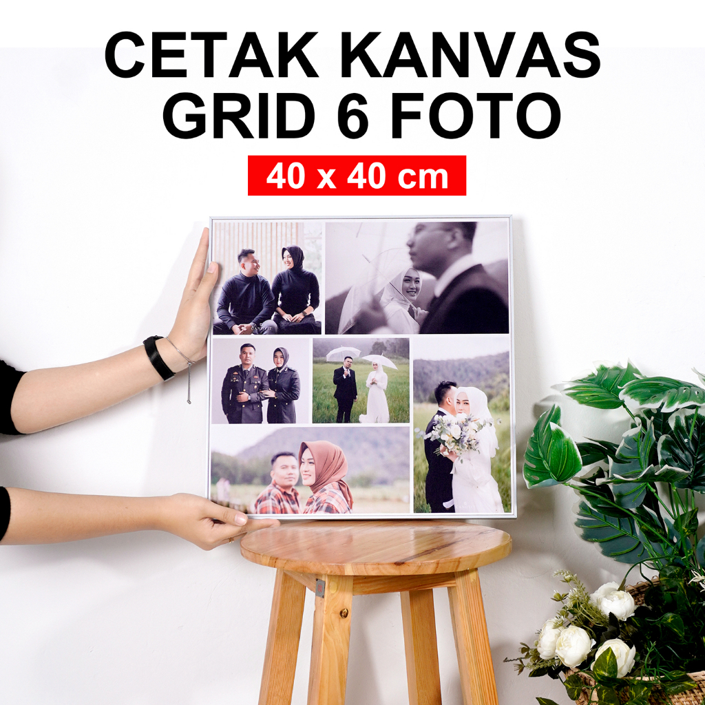 Jual Cetak Kanvas Grid 6 Foto 40x40 cm Termasuk Frame | Shopee Indonesia