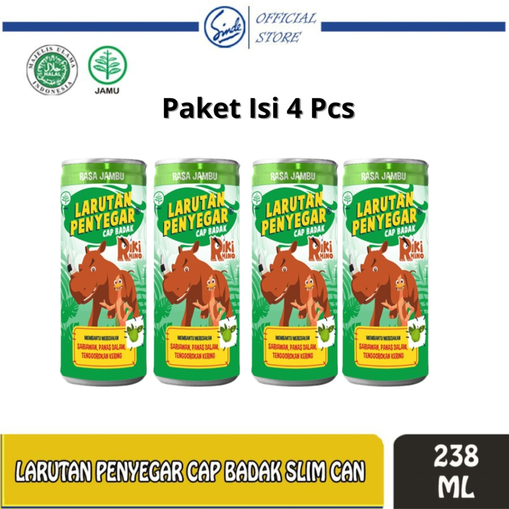 Jual Larutan Penyegar Cap Badak Slim Can 238ML/ Larutan Penyegar Anak/ Minuman Sariwan Panas ...