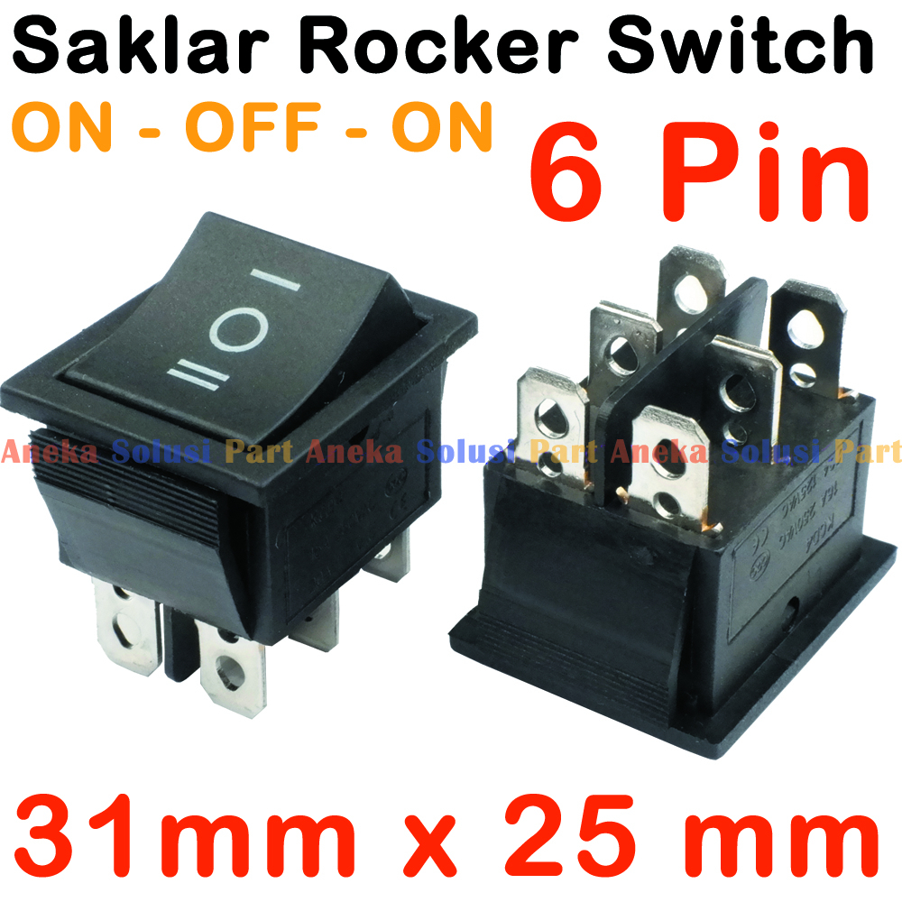 Jual Saklar Power Rocker Switch ON OFF ON 31mm x 21mm 6 PIN Kaki ...