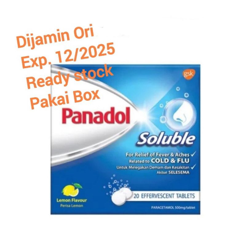 Jual Panadol Soluble rasa Lemon, 1 Box isi 20 tablet Effervescent ...