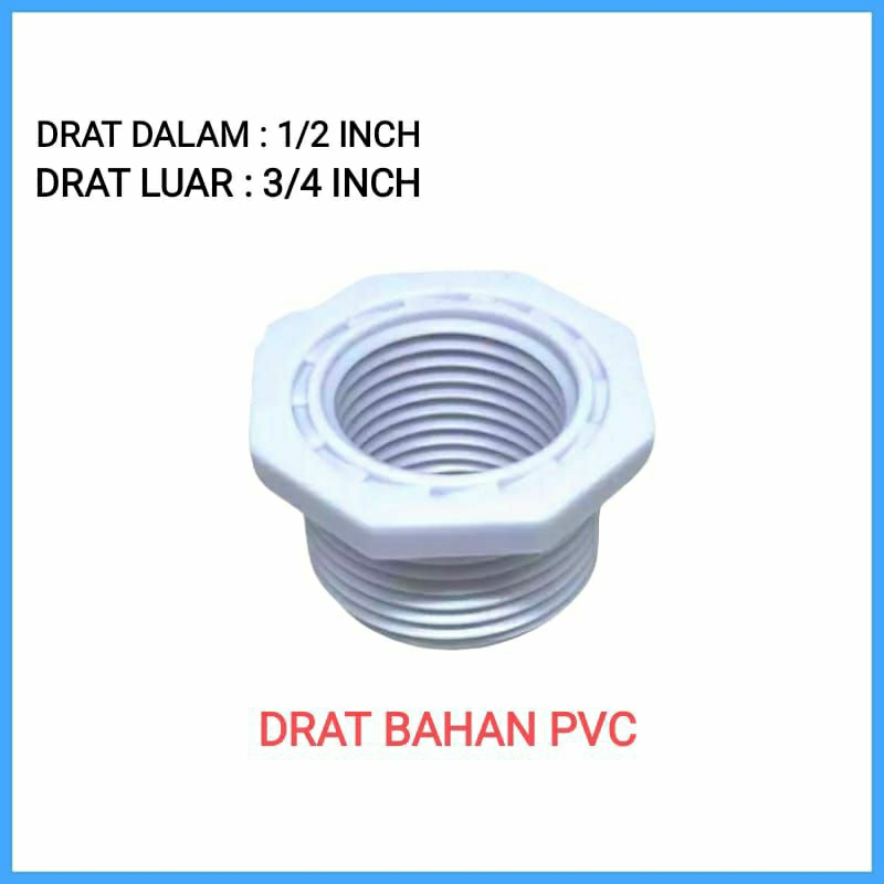 Jual Vlok Ring Plastik PVC / Sok Kran Drat Dalam 1/2 Inch Drat Luar 3/4 ...