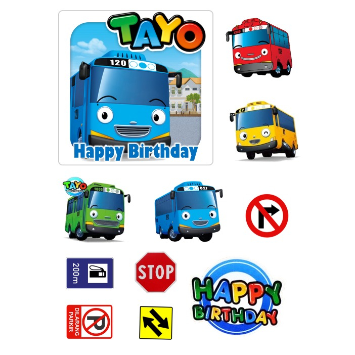 Jual TAYO/ Topper Birthday TAYO/Hiasan Kue ULTAH TAYO Custom Nama ...