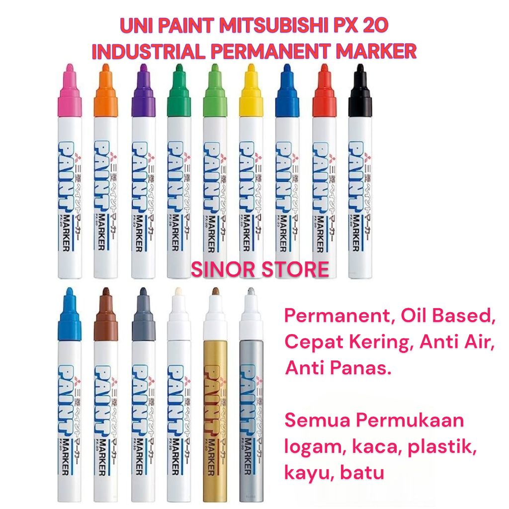 Jual UNI PAINT Marker Mitsubishi PX-20 Spidol Permanent Oil Based ...