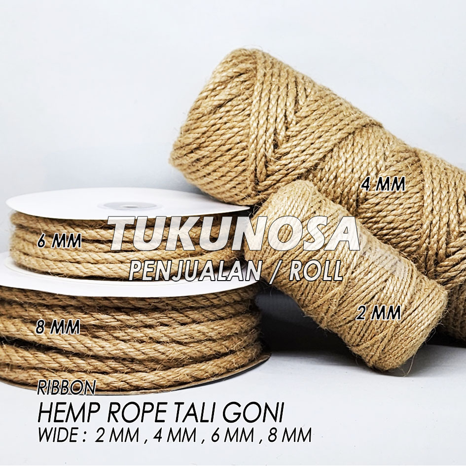 Jual HEMP ROPE TALI GONI 2 mm 4 mm 6 mm dan 8 mm TALI RAMI HAMPERS TALI ...