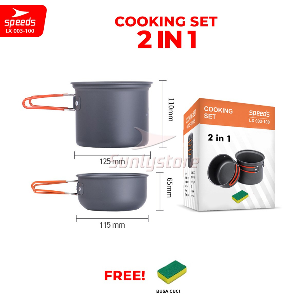 Jual SPEEDS Alat Masak Set Mini Camping Cooking Set 2-3 Orang Nesting ...