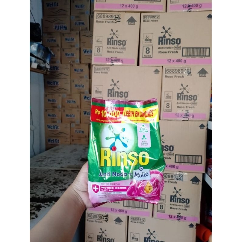 Jual Rinso bubuk 400gr kemasan ekonomis deterjen bubuk wangi angkat ...
