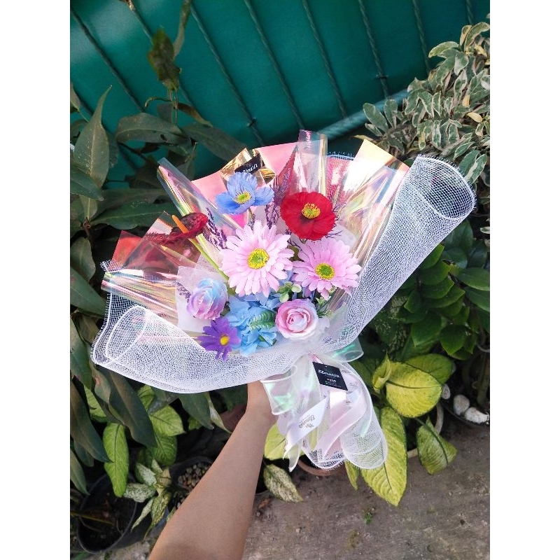 Jual Buket Bunga Artificial Hologram / Hadiah Wisuda birthday ...