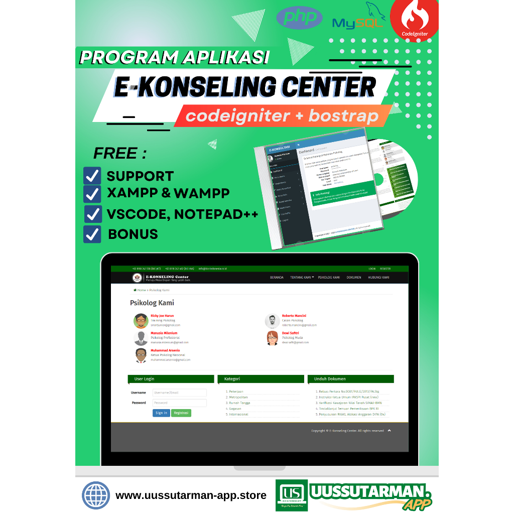 Jual Program Aplikasi E-Konseling Center Online dengan Codeigniter + Bootstrap | Shopee Indonesia