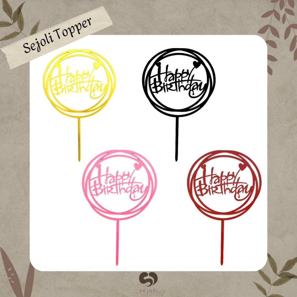 Jual Hiasan Kue/ Cake Topper Akrilik/ Akrilik HBD Bulat Hati Transparan ...