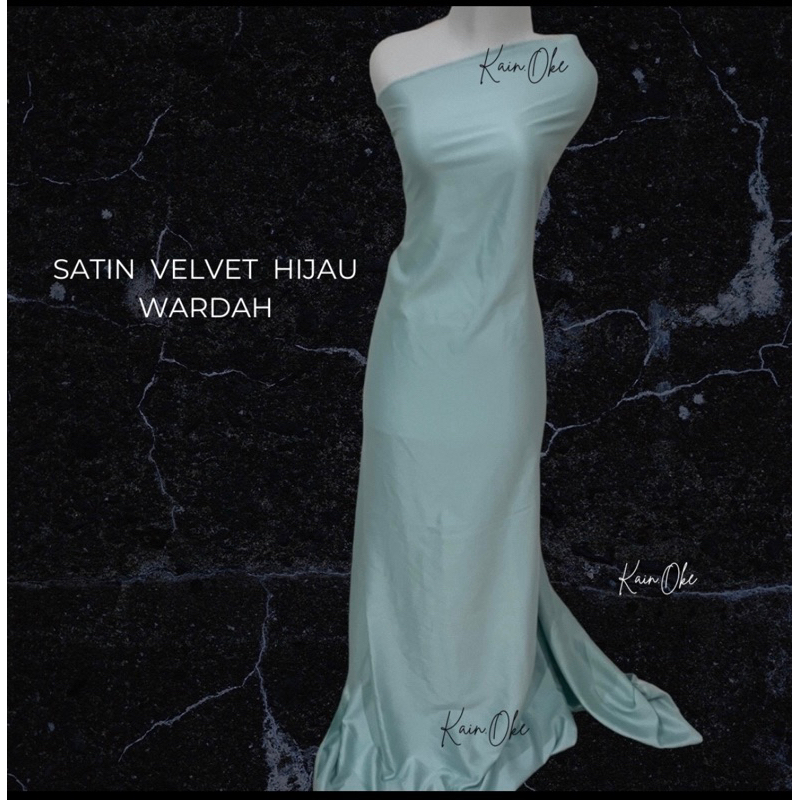 Jual 1/2 meter Kain Satin Velvet Hijau Tosca Muda / HIJAU WARDAH Bahan ...
