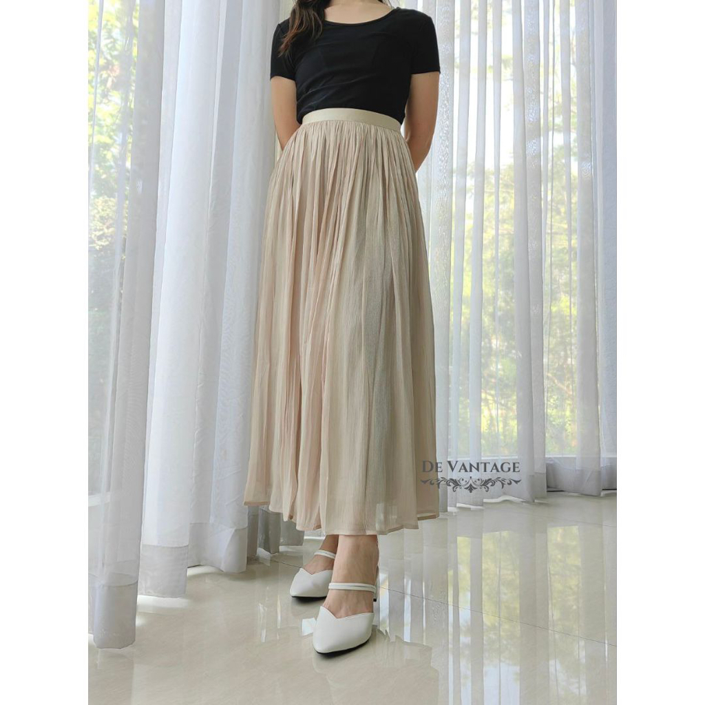 Jual Rok Plisket Shimmer / Rok Maxi Silk Wanita | Shopee Indonesia