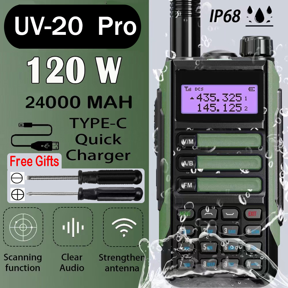 Jual 2024 NEW 80W walkie talkie UV-20 Pro Type-C IP68 Waterproof High Power CB Ham 10-100 KM ...