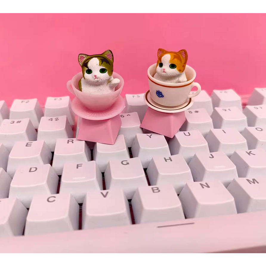 Jual Cat Teacup Keycaps Mechanical Keyboard, artisan custom keyboard ...