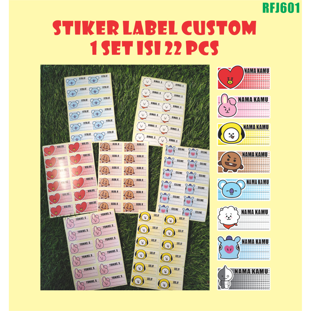 Jual Stiker Label Nama Custom Label ISI 22 pcs Tahan Air bisa ditempal ...