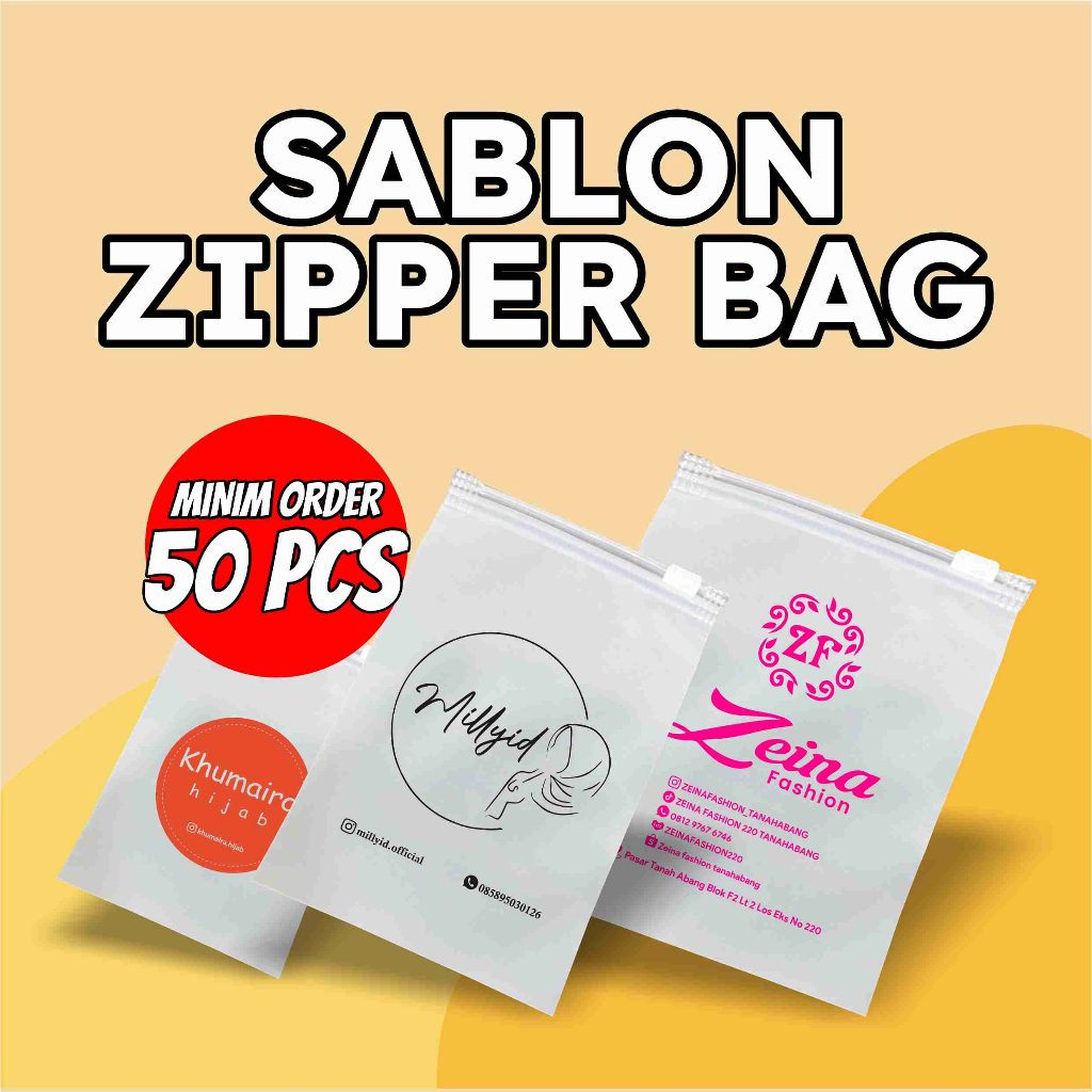 Jual Zipper Bag Custom Sablon Free Desain Bahan Tebal | Shopee Indonesia