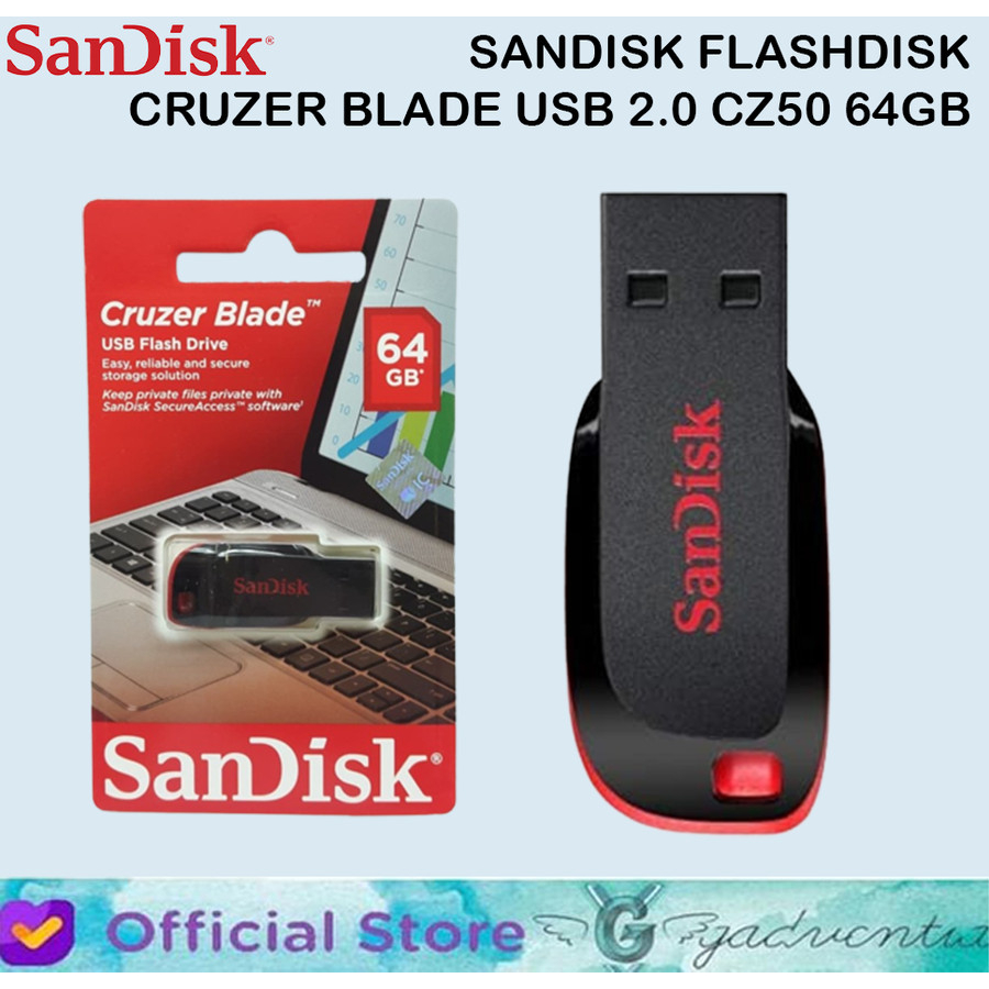 Jual Sandisk Flashdisk Cruzer Blade USB 2.0 CZ50 64GB 64 GB Flash Disk FD | Shopee Indonesia