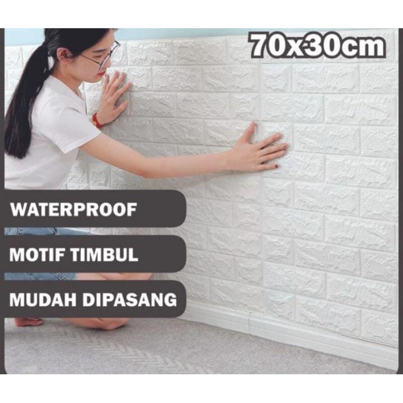Jual Wallpaper Dinding Foam Timbul 3D Bata Putih CLASSIC BRICK 70x30 cm ...
