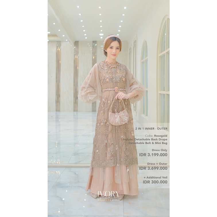 Jual Ivory Studio - Rose Mocca Bishop Dress with Back Drape | Shopee ...