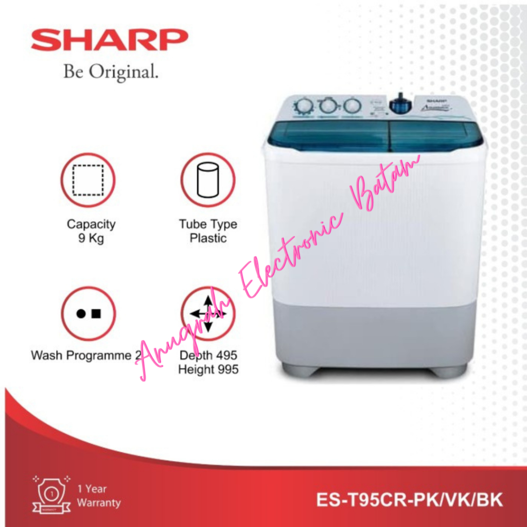 Jual MESIN CUCI SHARP 2 TABUNG ES-T95CR 9,5 KG GARANSI RESMI BATAM | Shopee Indonesia