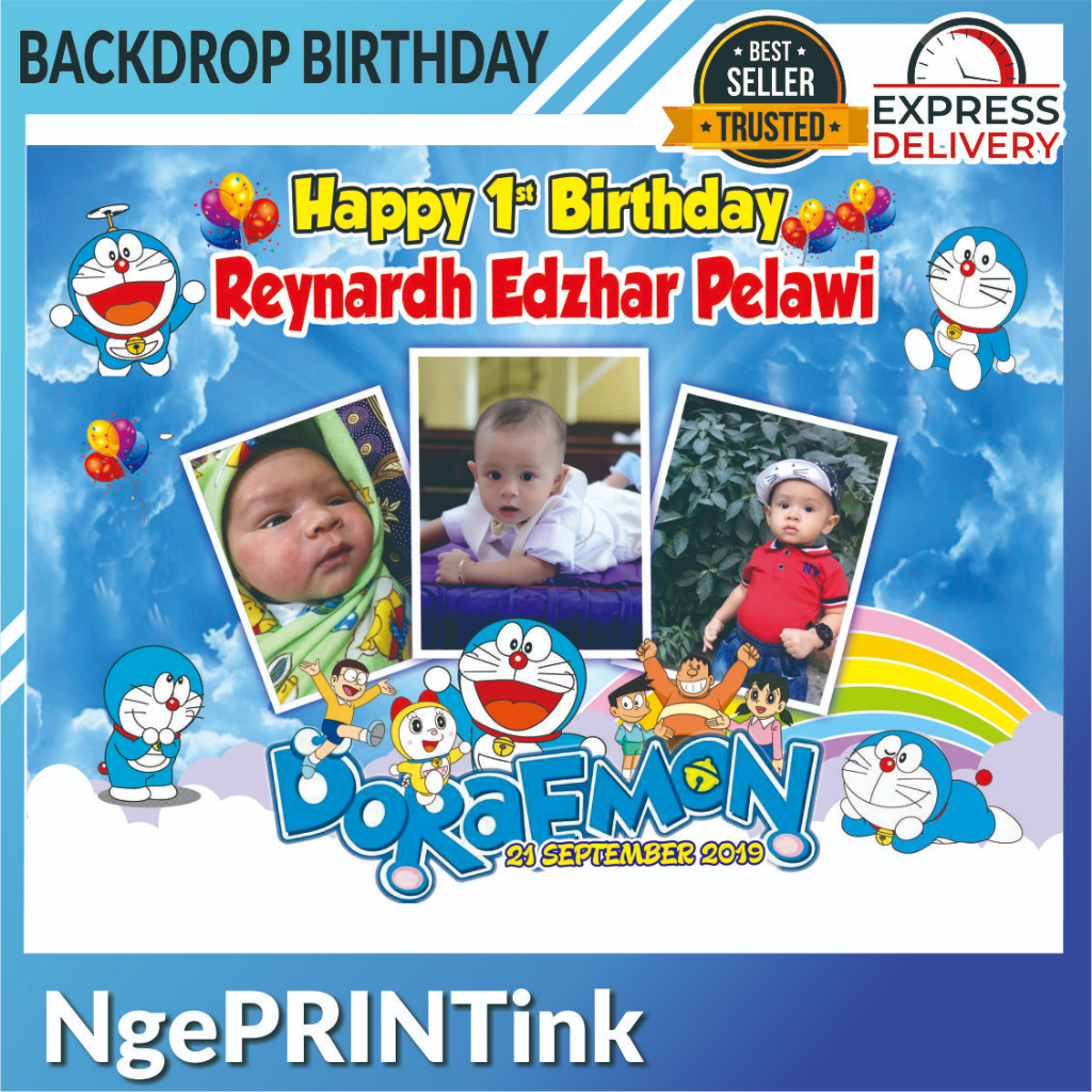 Jual DORAEMON BIRTHDAY | Banner | Backround | Spanduk | Backdrop Ulang ...