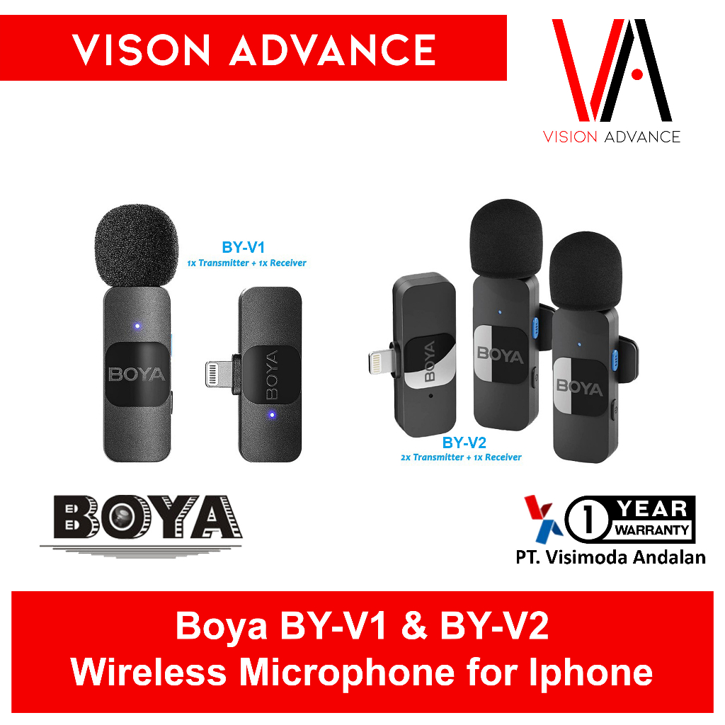 Jual Boya BY V1 / BY V2 Wireless Lavalier Microphone for Lightning ...