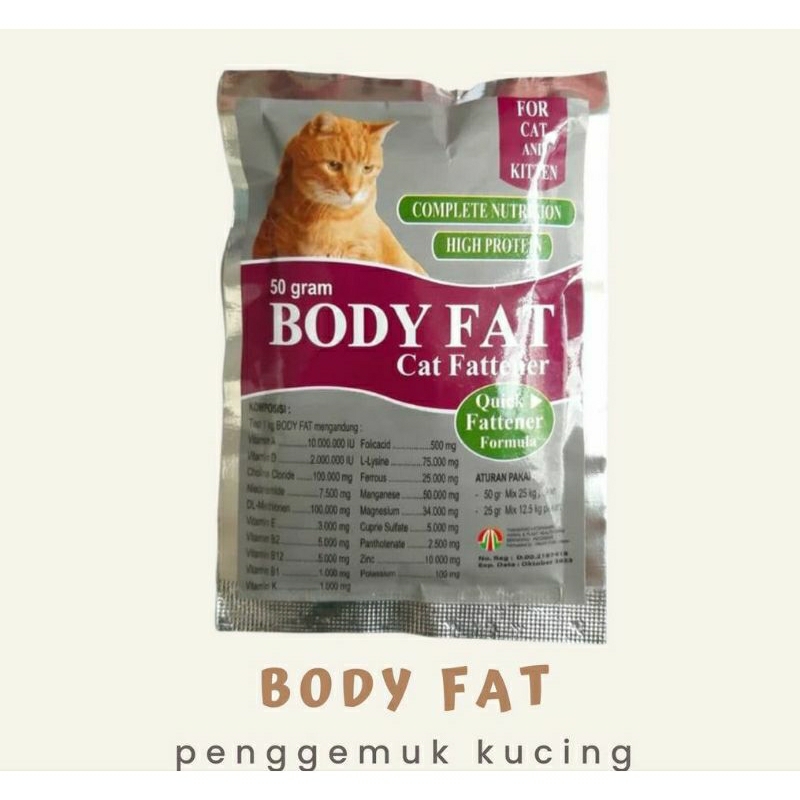 Jual BODY FAT CAT 50 GR BODYFAT VITAMIN PENGGEMUK BADAN KUCING ANJING ...