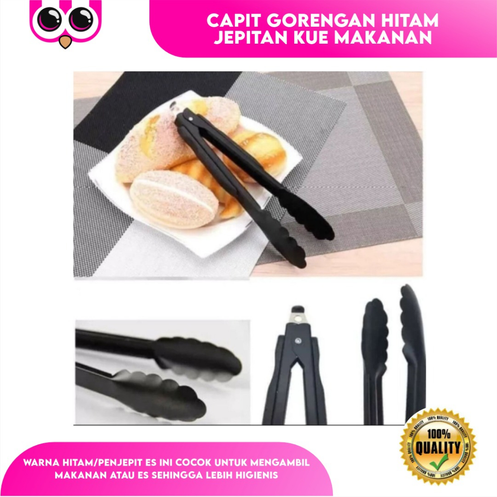 Jual CAPIT GORENGAN HITAM JEPITAN KUE MAKANAN FOOD TONGS | Shopee Indonesia