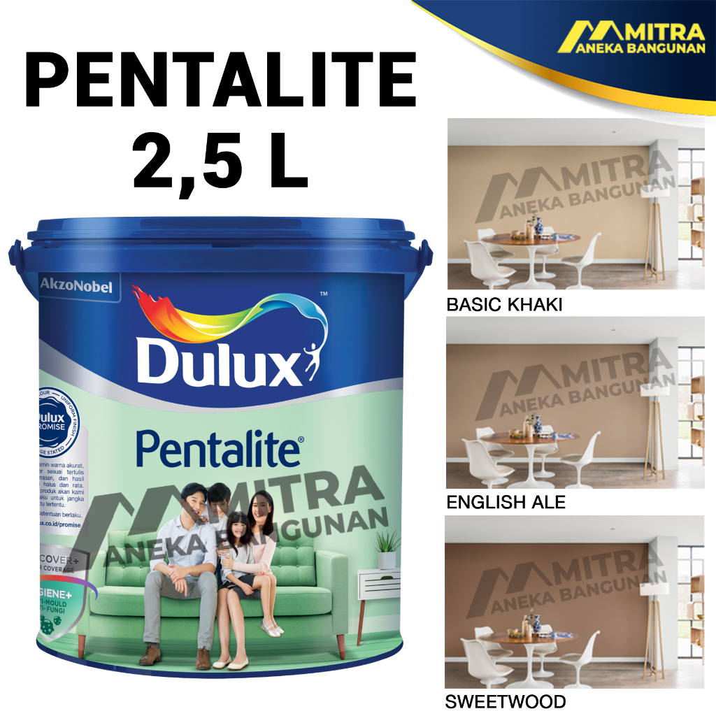Jual CAT TEMBOK DULUX PENTALITE INTERIOR 2,5 LITER / MOCCA BEIGE COKLAT ...