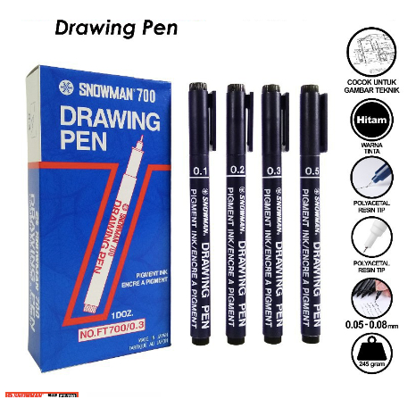 Jual ENISOO STORE - [SATUAN] Spidol Permanen Drawing Pen Snowman FT 700 ...