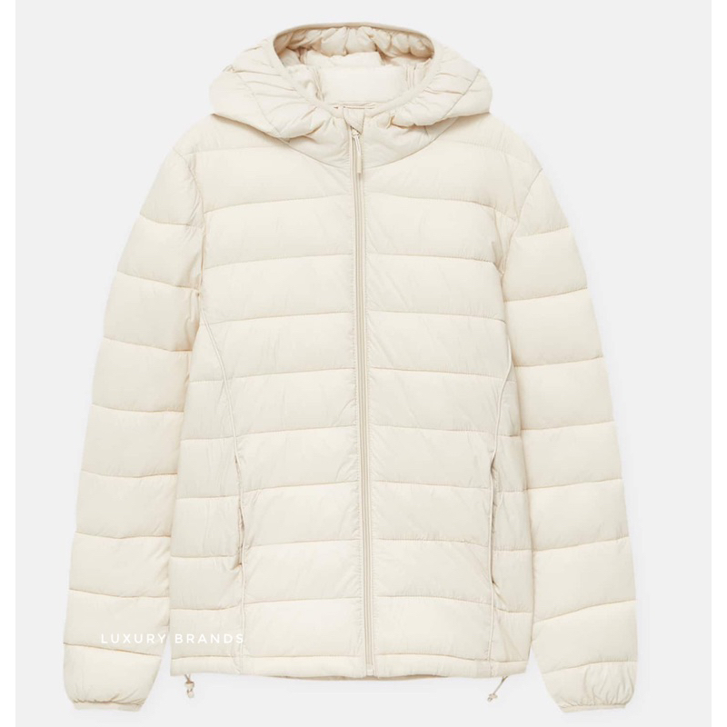 Jual Jaket Bulu Angsa PULL & BEAR Original Basic Puffer Jacket Cream | Shopee Indonesia