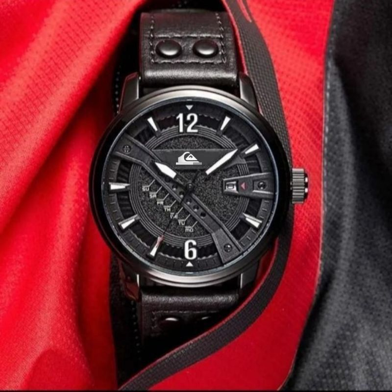 Jual Jam Tangan Pria Quickssilver Tanggal Aktif Strap Kulit Cowok Qs