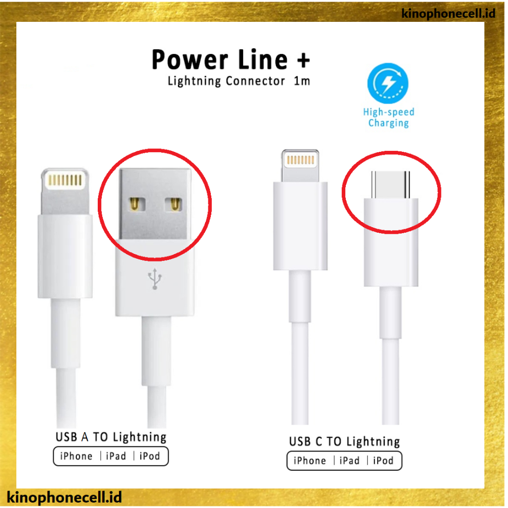 Jual Kabel Lightning Fast Charging - USB-C / A To Lightning Cable 1 ...
